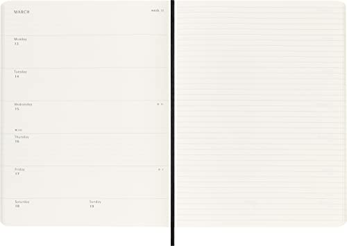 Moleskine 2023 Weekly Notebook Planner, 12M, Extra Large, Black, Soft Cover (7.5 x 10)