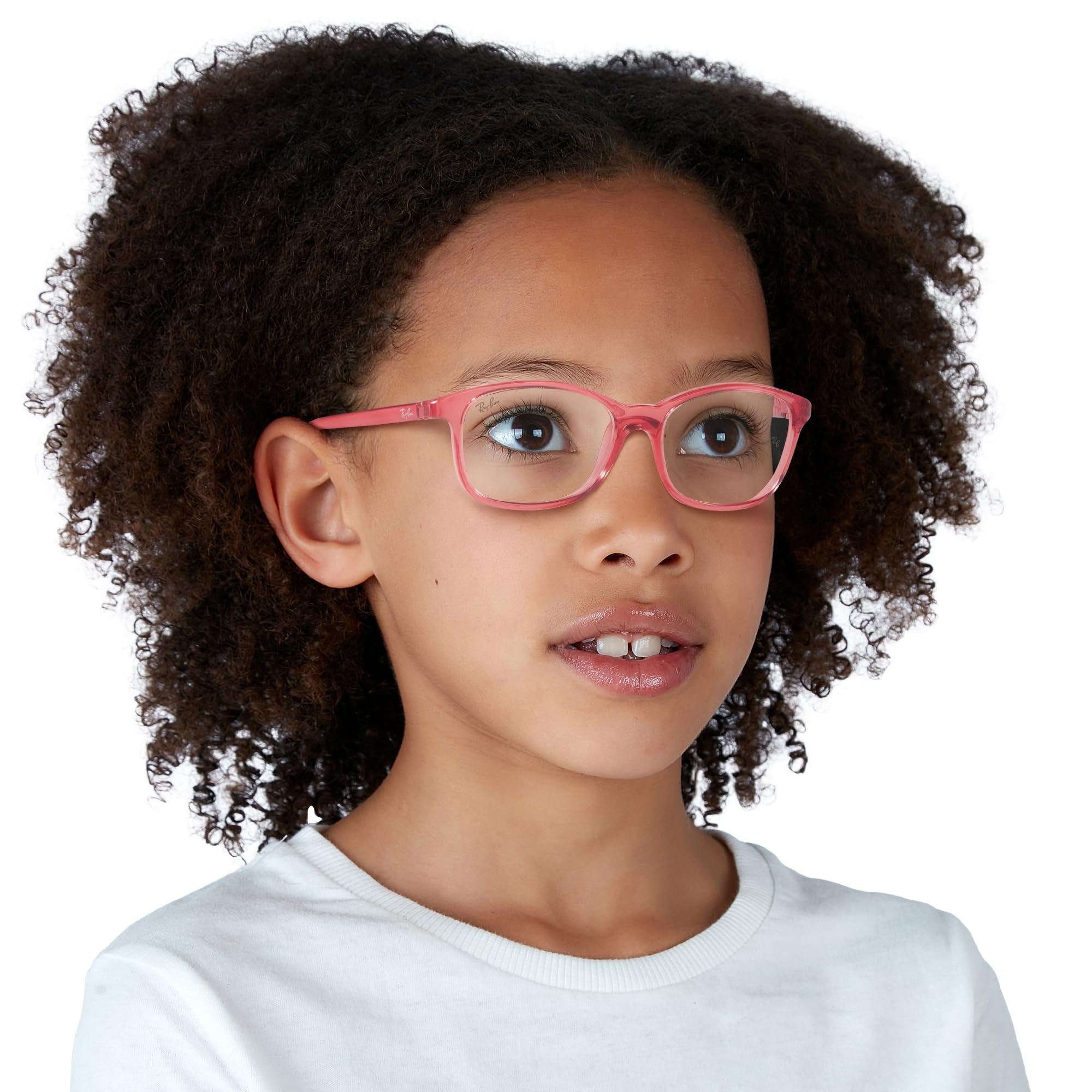Ray-Ban Junior Kids' RY1902 Rectangular Prescription Eyewear Frames, Transparent Fuchsia/Demo Lens, 47 mm