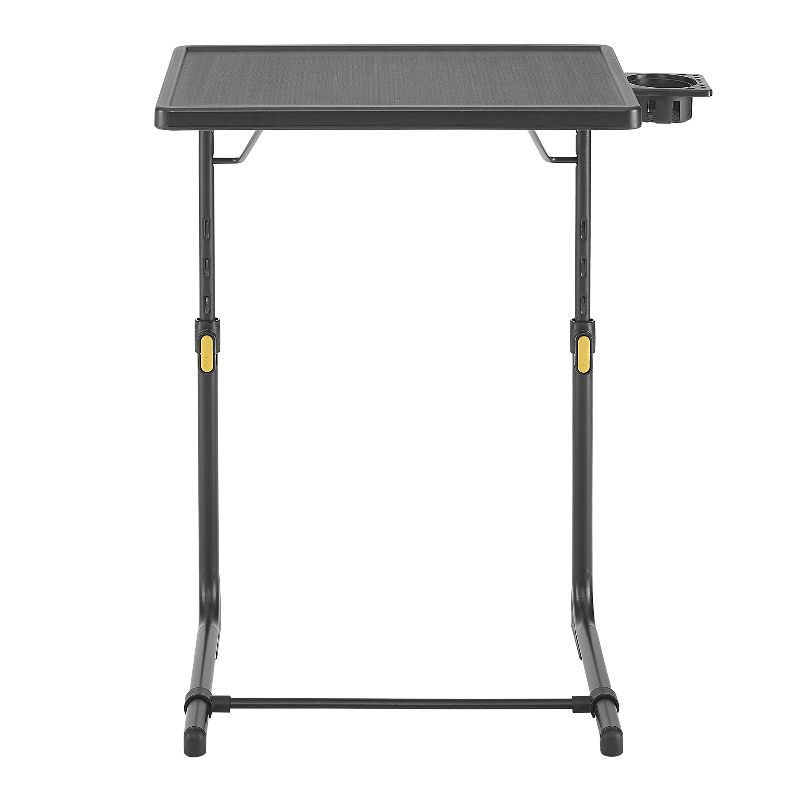 Living and More Tray Folding Table, Folding Table with Cup Holder, Couch Desk for Working from Home, TV Trays for Eating, Portable and Adjustable TV Table, Black