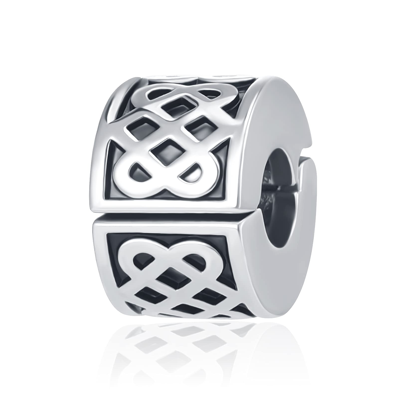 QeenseKc Celtic Flower Clip Lock Spacers Stopper Charm Good Luck Round Bead for Pandora Bracelet,Aut-72_TriangleTotem
