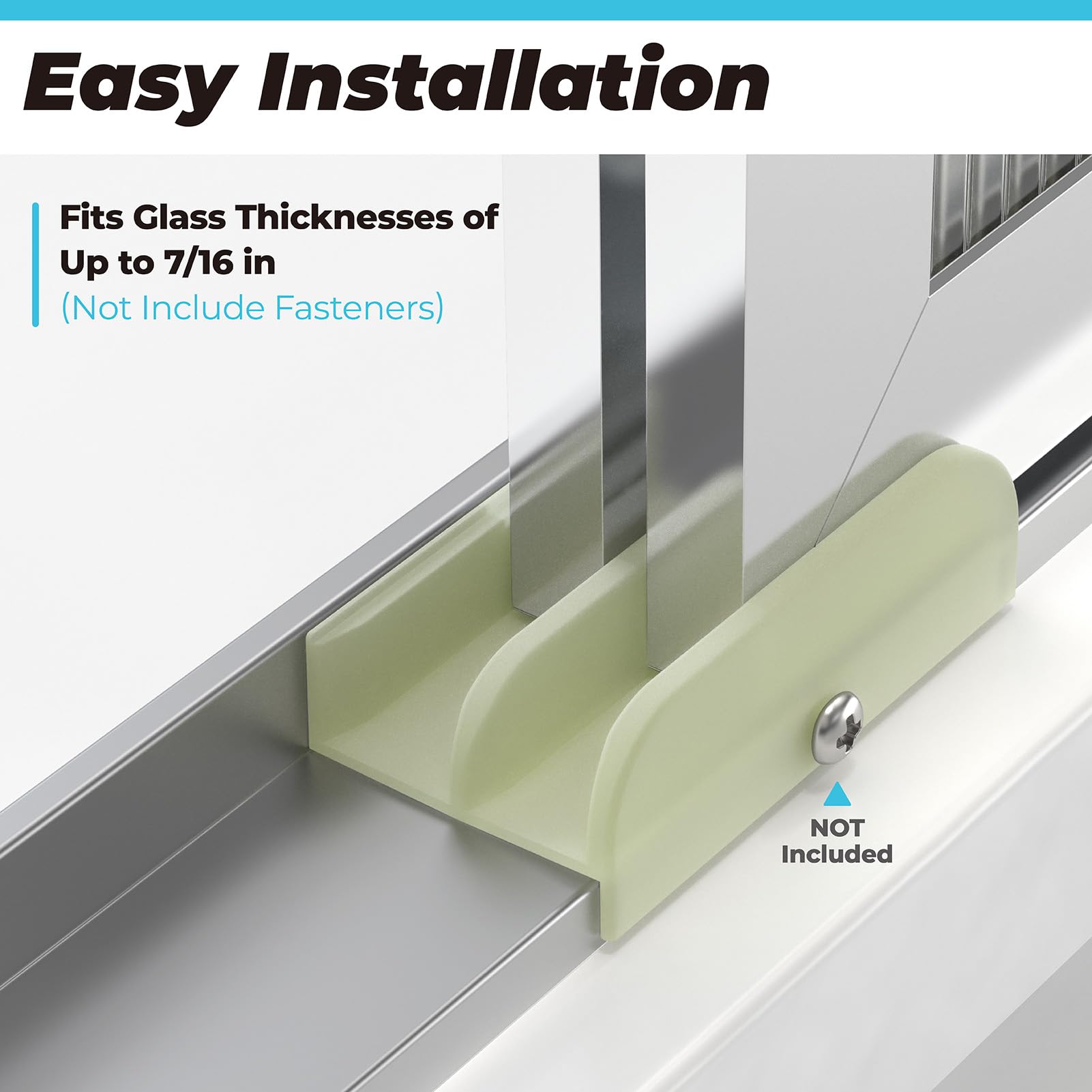 M6219 Sliding Shower Door Bottom Guide fits for Sliding Shower Door (Top Hung) Tub Enclosure Systems, 1/2 in Channels for Glass Shower Door Plastic Guide
