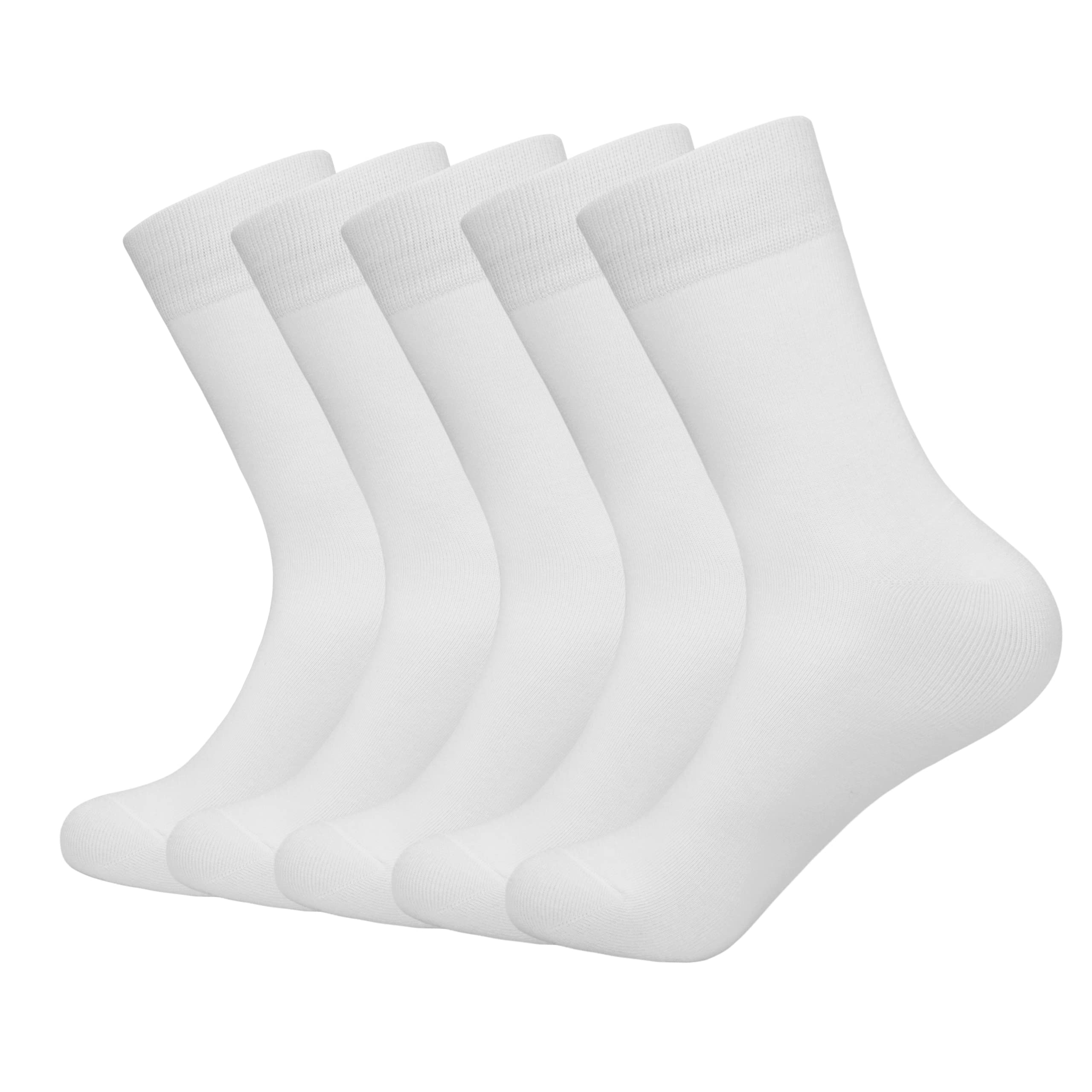 SERISIMPLE Viscose Bamboo Dress Men Sock Thin Soft Crew Anti Odor Lightweight Sock Breathable Comfort Cool soft Sock 5 Pairs (US, Alpha, Large, Regular, Regular, White)