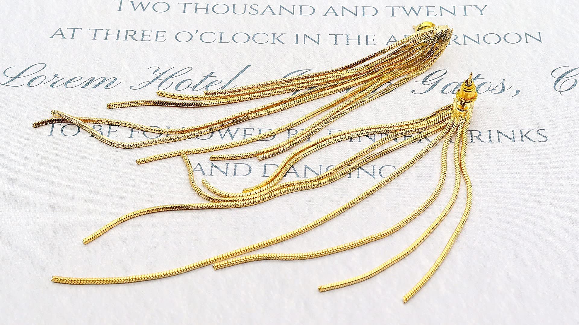 Long Chain Gold Tassel Earrings for Women Prom Statement Dangle Drop Earrings Elegant Formal Bridesmaid Bride Wedding Gifts