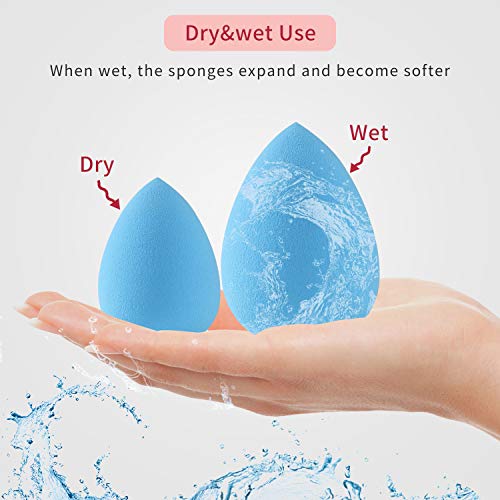 Makeup Sponge 18 Pcs Set-Beauty Sponge Foundation Blending Sponge with 2 Pcs Egg Sponge Blending Holder Stand, Flawless for Liquid & Creams & Powers (Sponge stand color random)