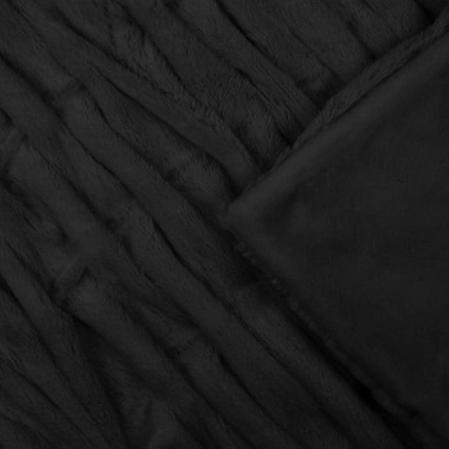 Madison Park Oversized Ruched Fur Luxury Throw Black 50x70 Premium Soft Cozy Ruched Fur For Bed, Couch or Sofa