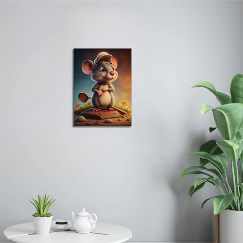 Living Room Wall Art Canvas Decor - Abstract Art Painting Canvas Print Cartoon Mouse Artwork Unframed Home Office Decor, Large Modern Dining Room Kitchen Decor 24x24 inches