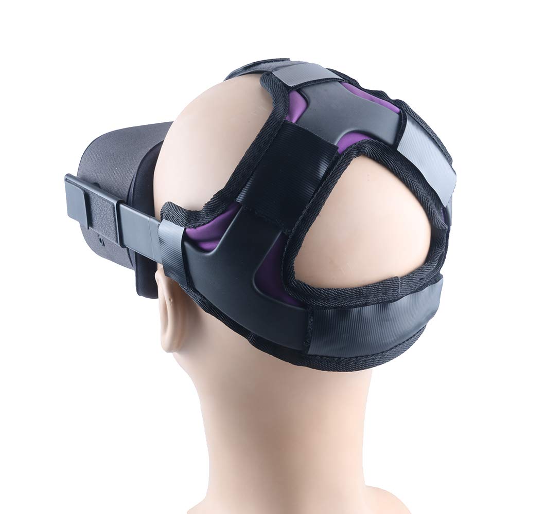 MASiKEN Silicone Face Mask Cover & Head Strap Pad Cushion for Oculus Quest Headset Accessories with PU Leather & Reduce Head Pressure (Purple)