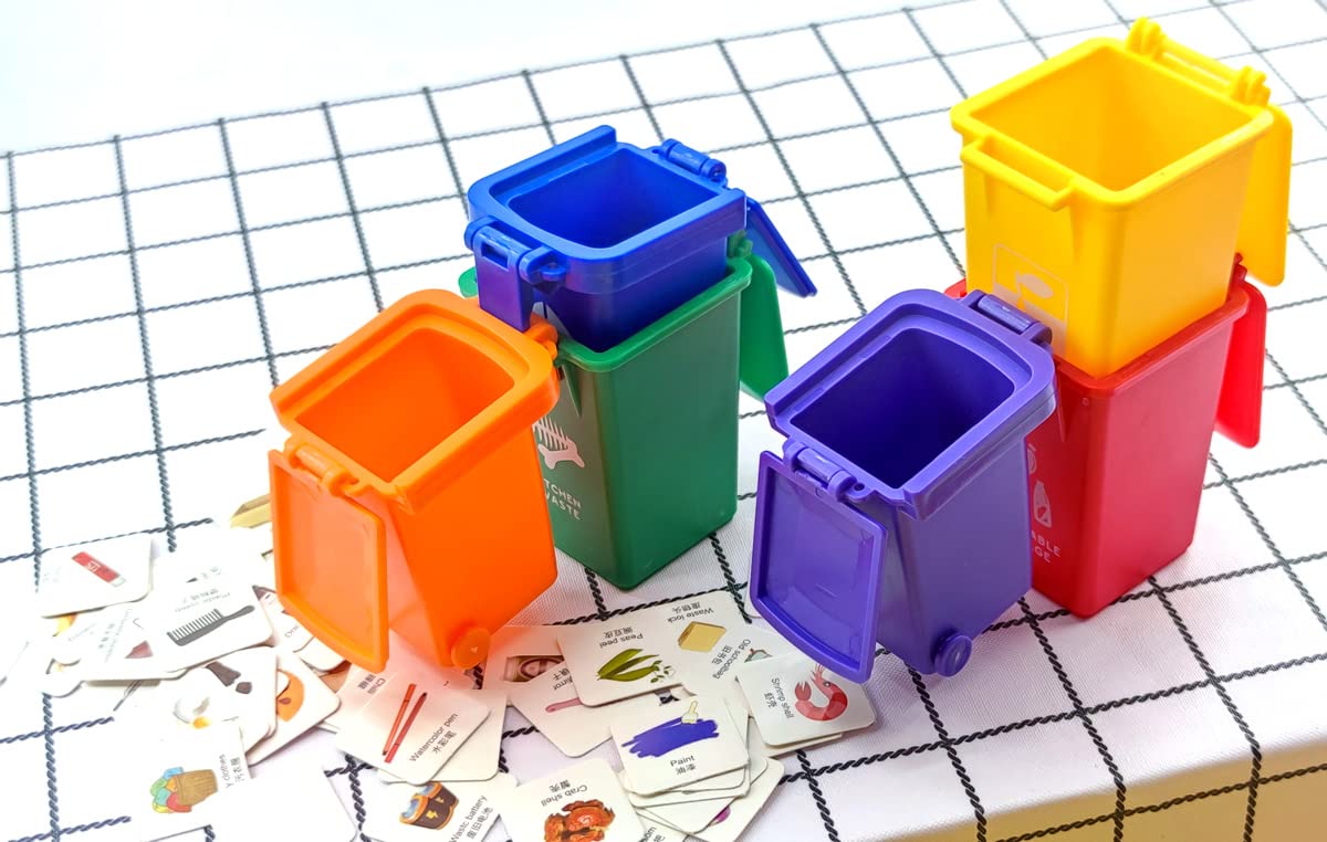 Nuanmu Trash Can Toy Kids Push Toy Vehicles Garbage Can 2 Style of 6 Colors