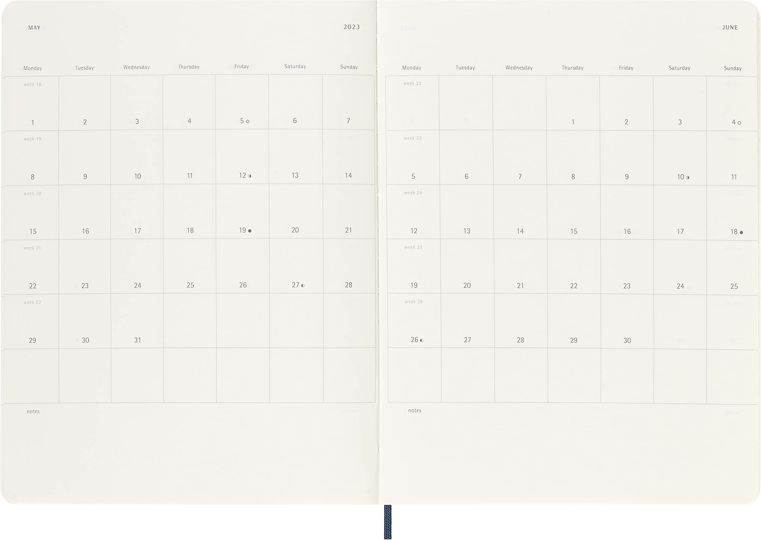 Moleskine Classic 12 Month 2023 Weekly Planner, Soft Cover, XL (7.5" x 9.75"), Sapphire Blue