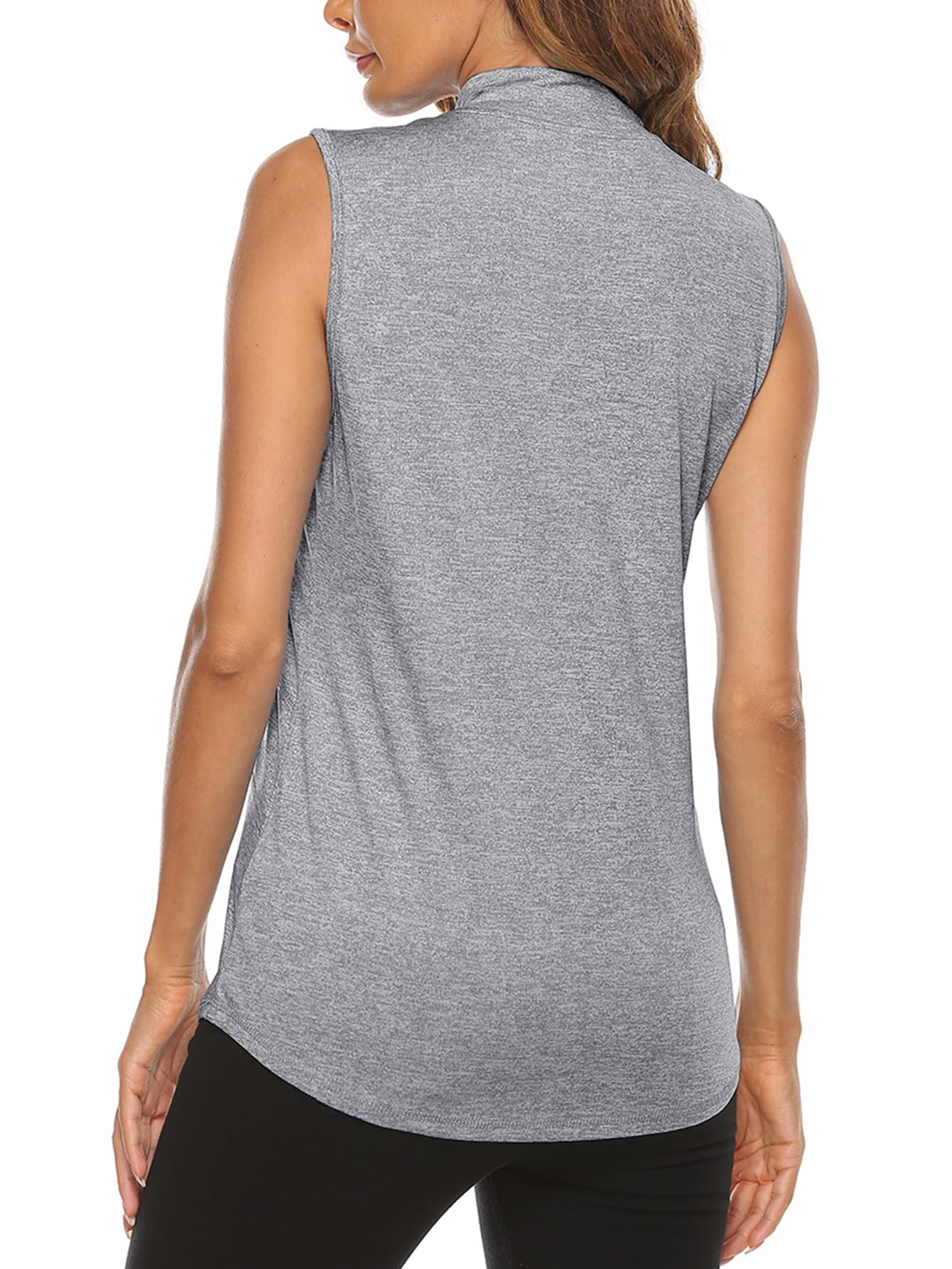 Koscacy Polo Shirts for Women,Quick Dry Golf Tops Misses Sleeveless Sport Wear Stretchy Lightweight Breathable Moisture Wicking Comfortable Active Top Tee Shirt Grey Medium