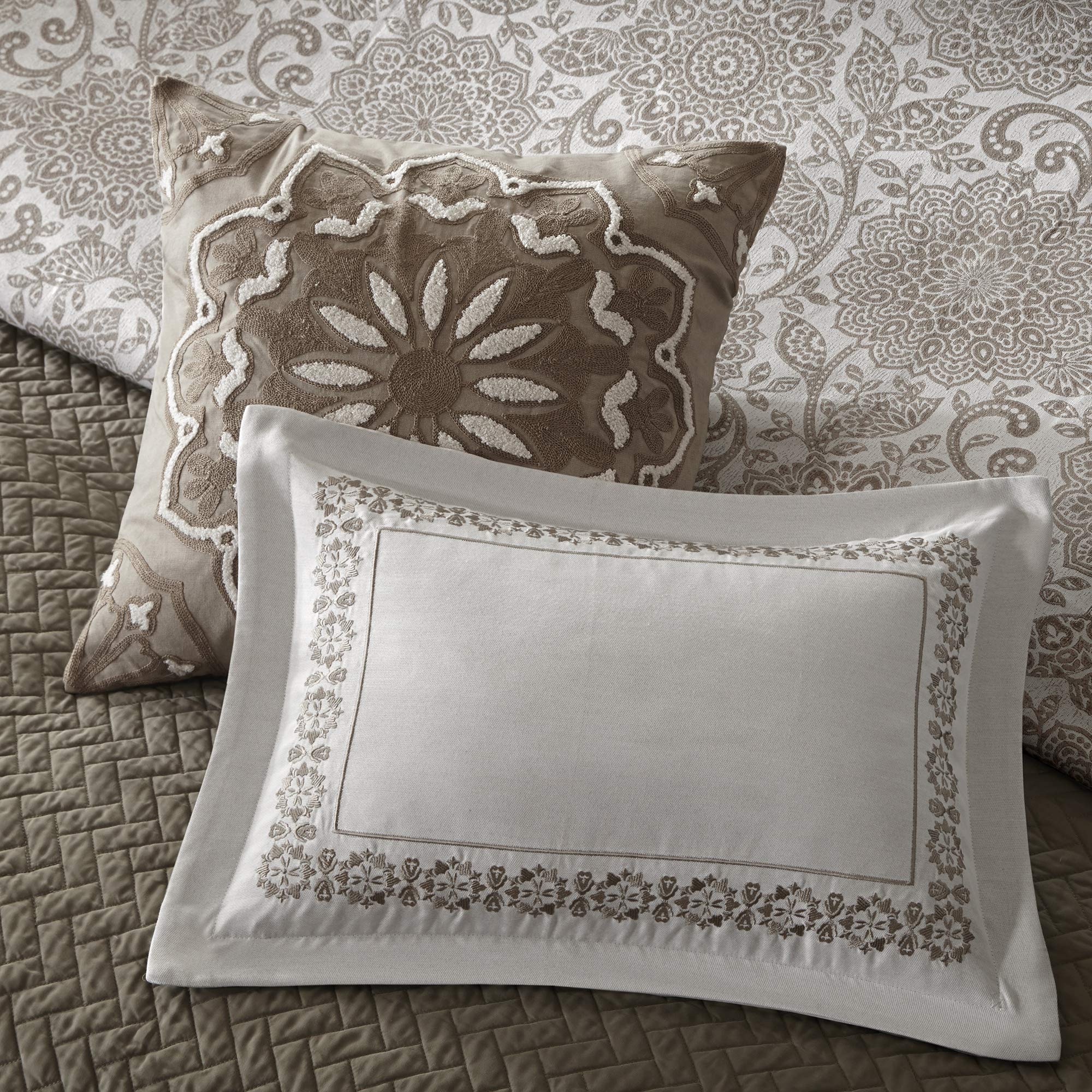 Madison Park Signature Sophia King Size Bed Comforter Duvet 2-In-1 Set Bed In A Bag - Ivory , Jacquard β 9 Piece Bedding Sets β Ultra Soft Microfiber Bedroom Comforters