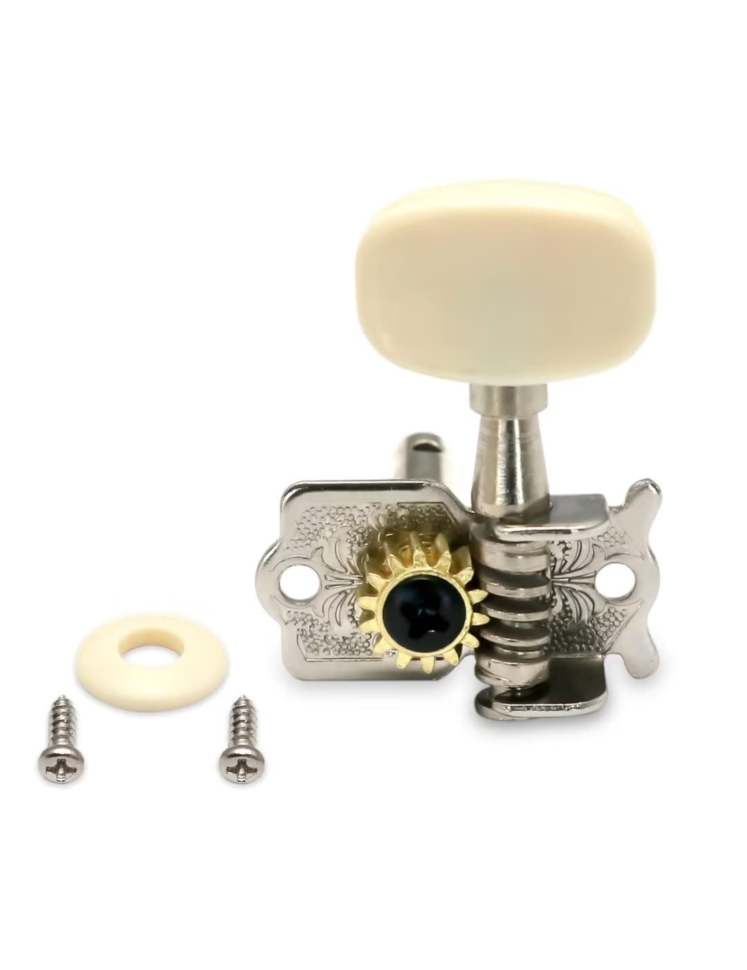 Metallor Guitar Machine Heads Tuning Pegs Tuners for Classical Acoustic Folk Guitar Individual Double Hole Chrome 3L 3R.