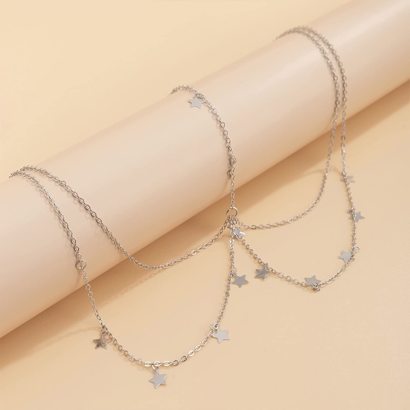 Silver Layered Waist Chains'Adjustable Belly Chain Jewelry For Women Minimalist Beach Bikini Body Chain