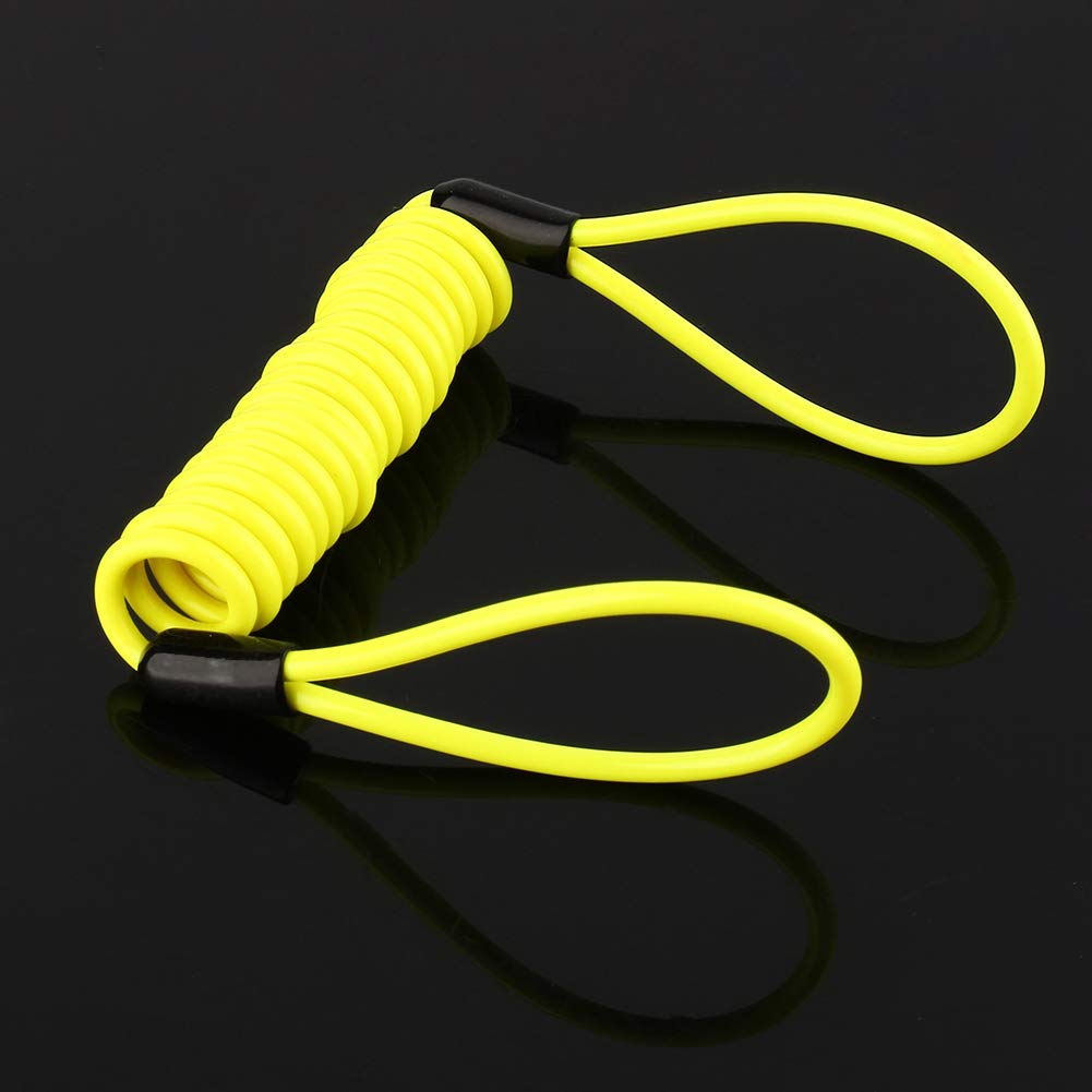 Motorcycle Reminder Cable Disc Lock Cable Anti-Theft Spring Wire Rope 3.5 MM Motorcycle Bike ATV Scooter Disc Lock Security Reminder Cable Tool Yellow Lock Reminder Cable Theft Protection on Handlebar