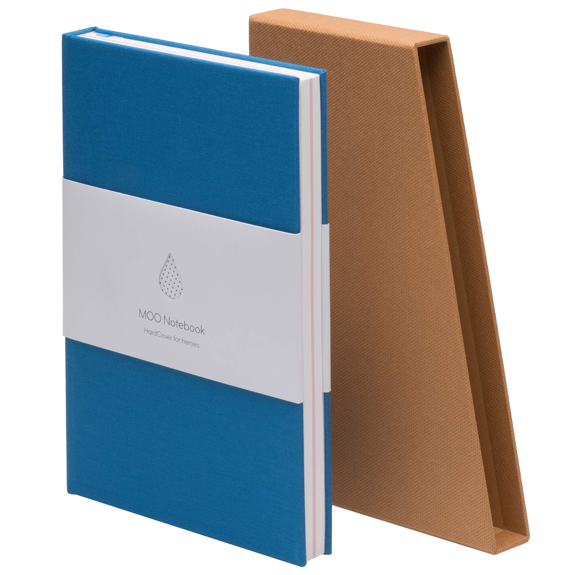 MOO Dotted Hardcover Notebook – Premium Blue Lay Flat Journal - Medium-size, Thick 5x8 Paper with Dot Grid for Journaling, Goals, Tasks and Progress (Sky Blue)
