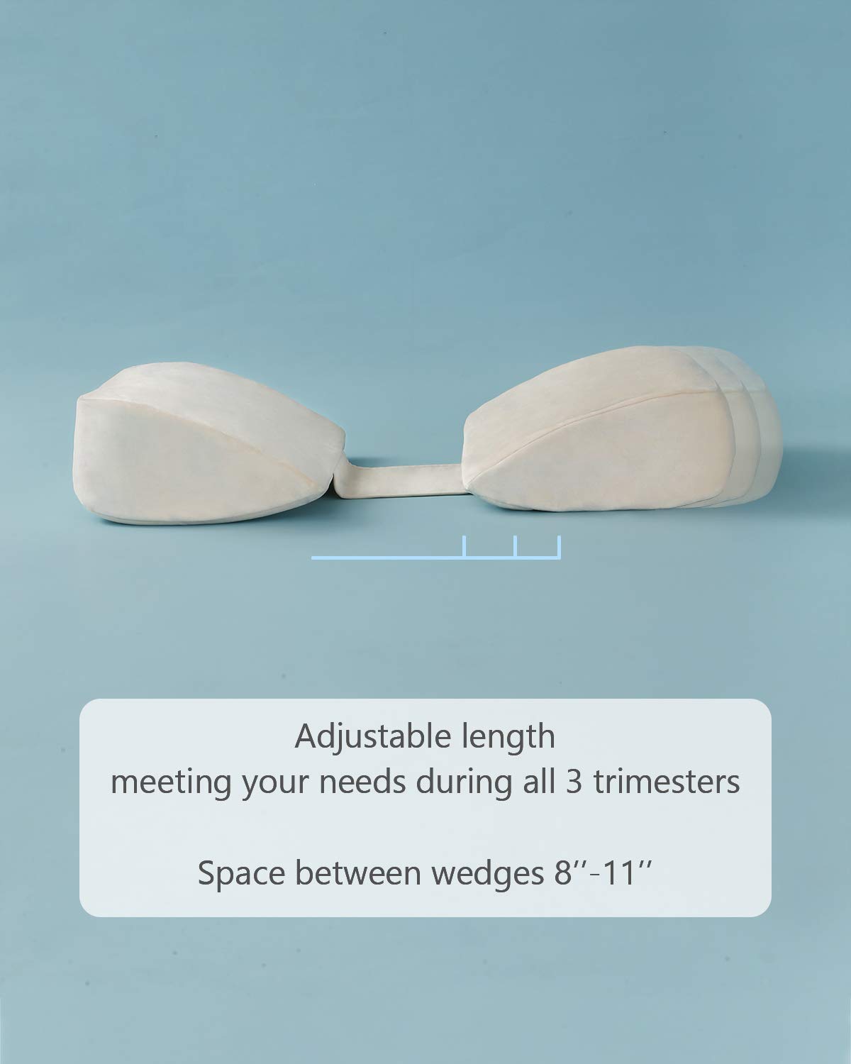 LightEase Double Wedge Maternity Side Sleeper Memory Foam Pillow for Body, Belly, Back Support, Detachable Design, with Removable Washable Cover
