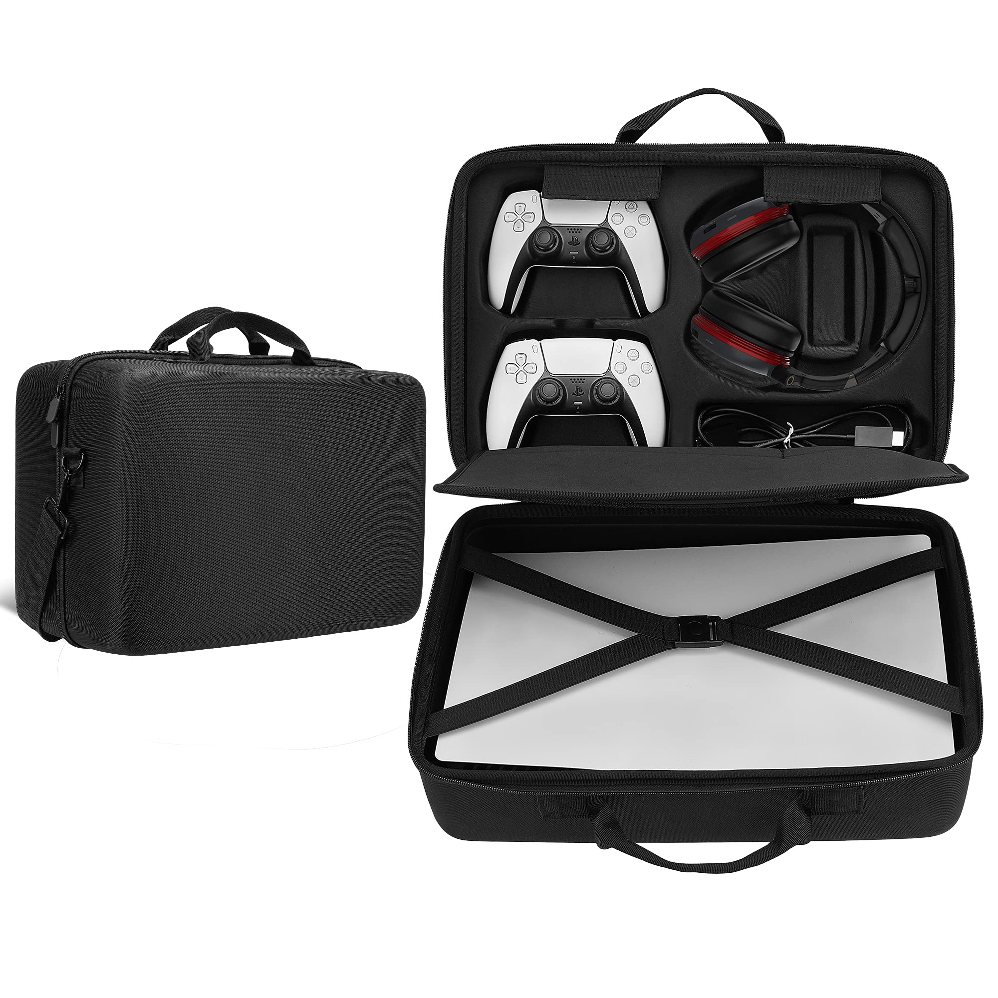 Qiteyz EVA Carrying Case Compatible with Playstation 5 and PS5 Digital Edition，Playstation Controller, PS5 Games, Gaming Headset, and Gaming Accessories