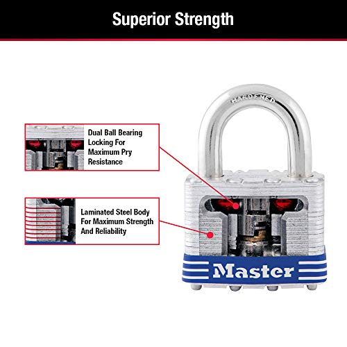 Master Lock 5T Outdoor Padlock with Key, 2 Pack Keyed-Alike, Silver