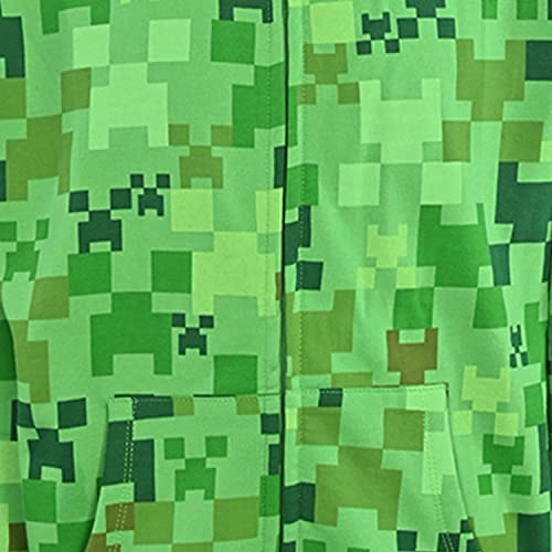 Minecraft Boys Video Game Hoodie - Black and Green Creeper Face - Official Zip Hoodie Sweatshirt (Green Camo, Medium)