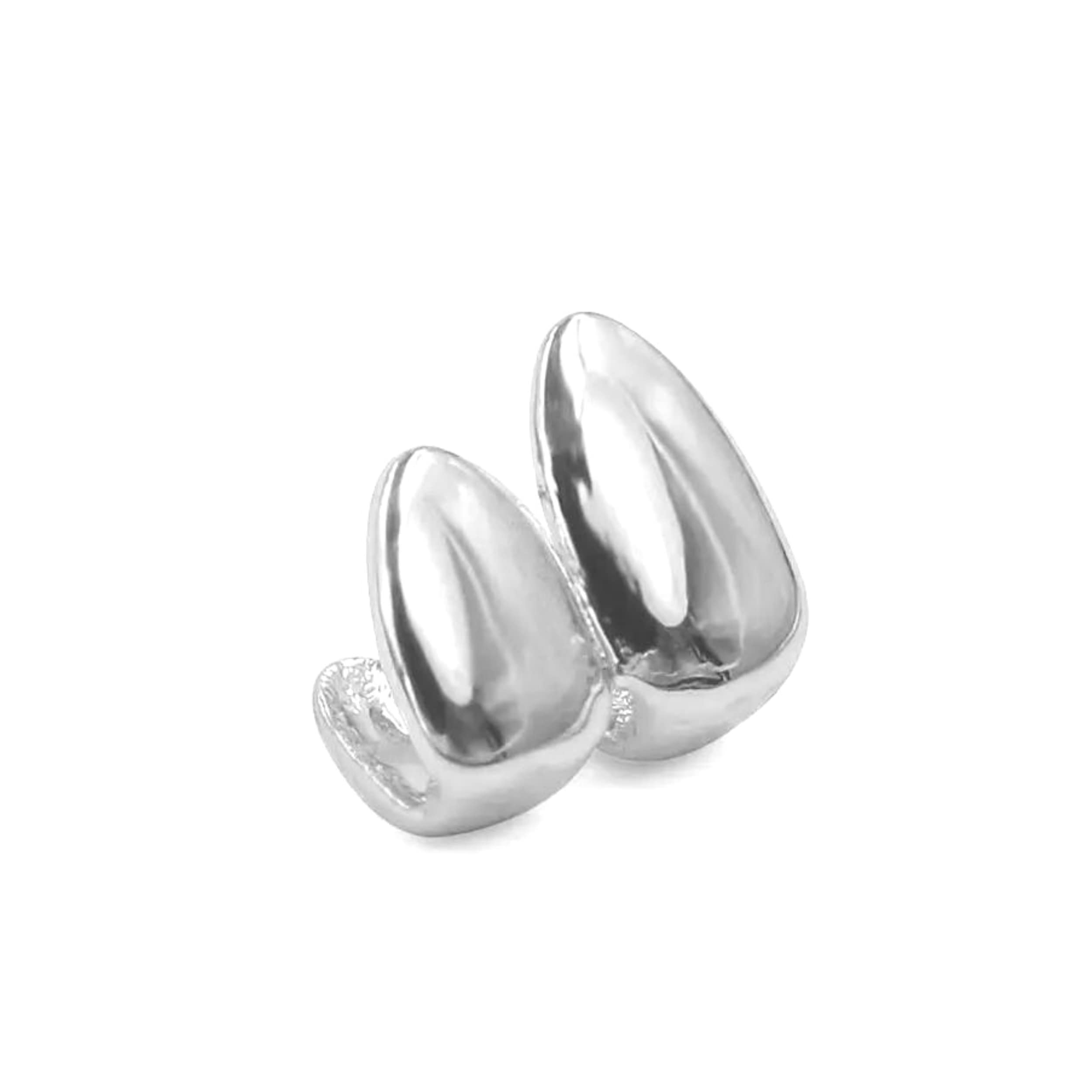 Silver Plated Hip Hop Double Slugs Caps Grillz Teeth - Adjustable Plastic Insert - Cosplay Costume Rapper