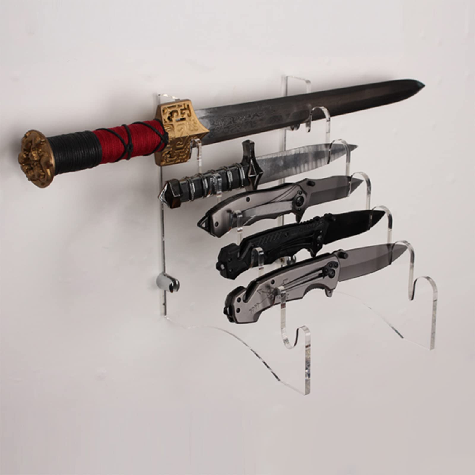 WANLIAN Dagger Wall Mount Knife Holder Acrylic Knife Display Case Fixed Blade Knife Holder, Wall Display Knife Dagger(Transparent)