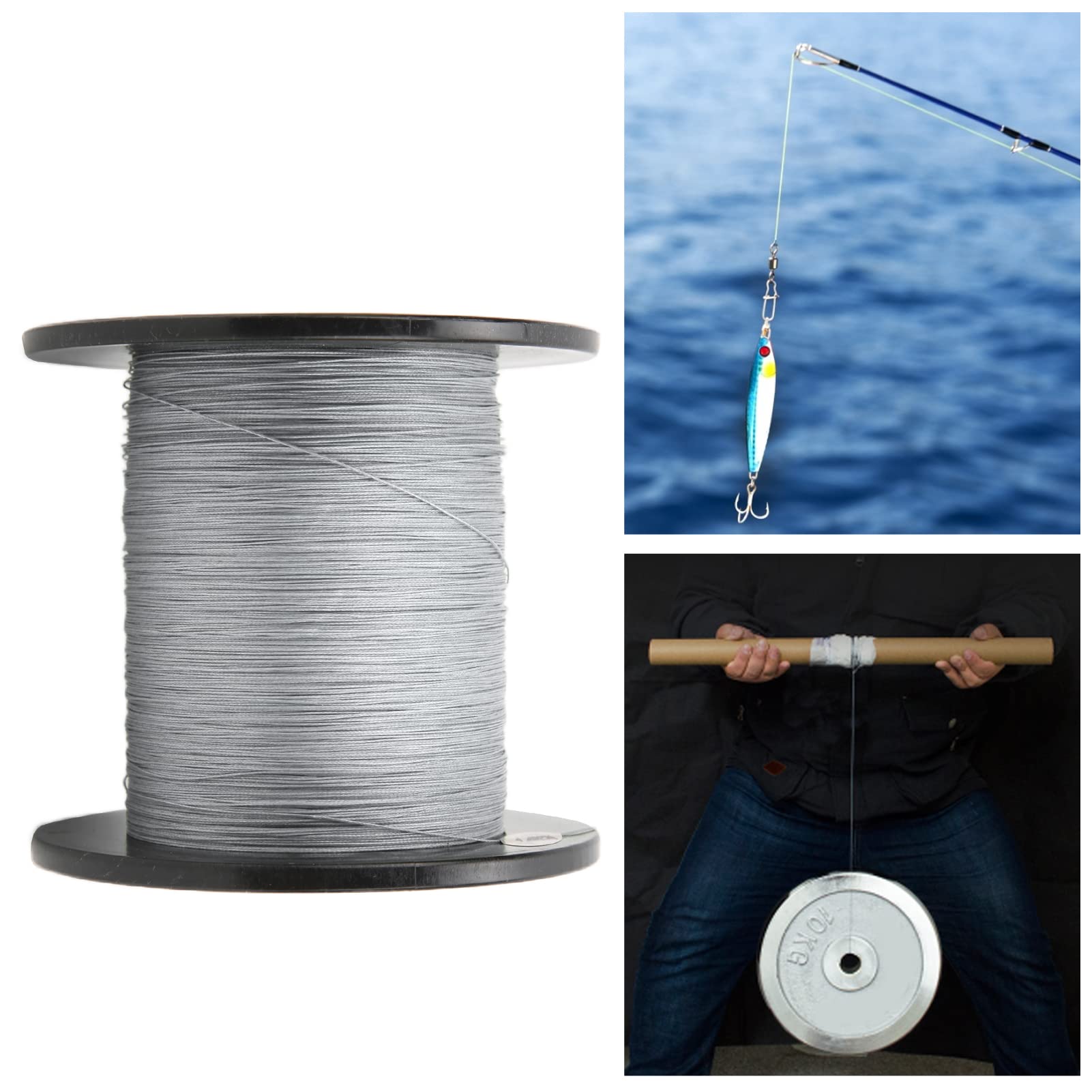 PE Fishing Line, Standard Wire Diameter 500m Fishing Line Glossy Strong Pulling Force Withstand 10 Kg/22lb Environmental for Saltwater for Freshwater(1.0 gray)