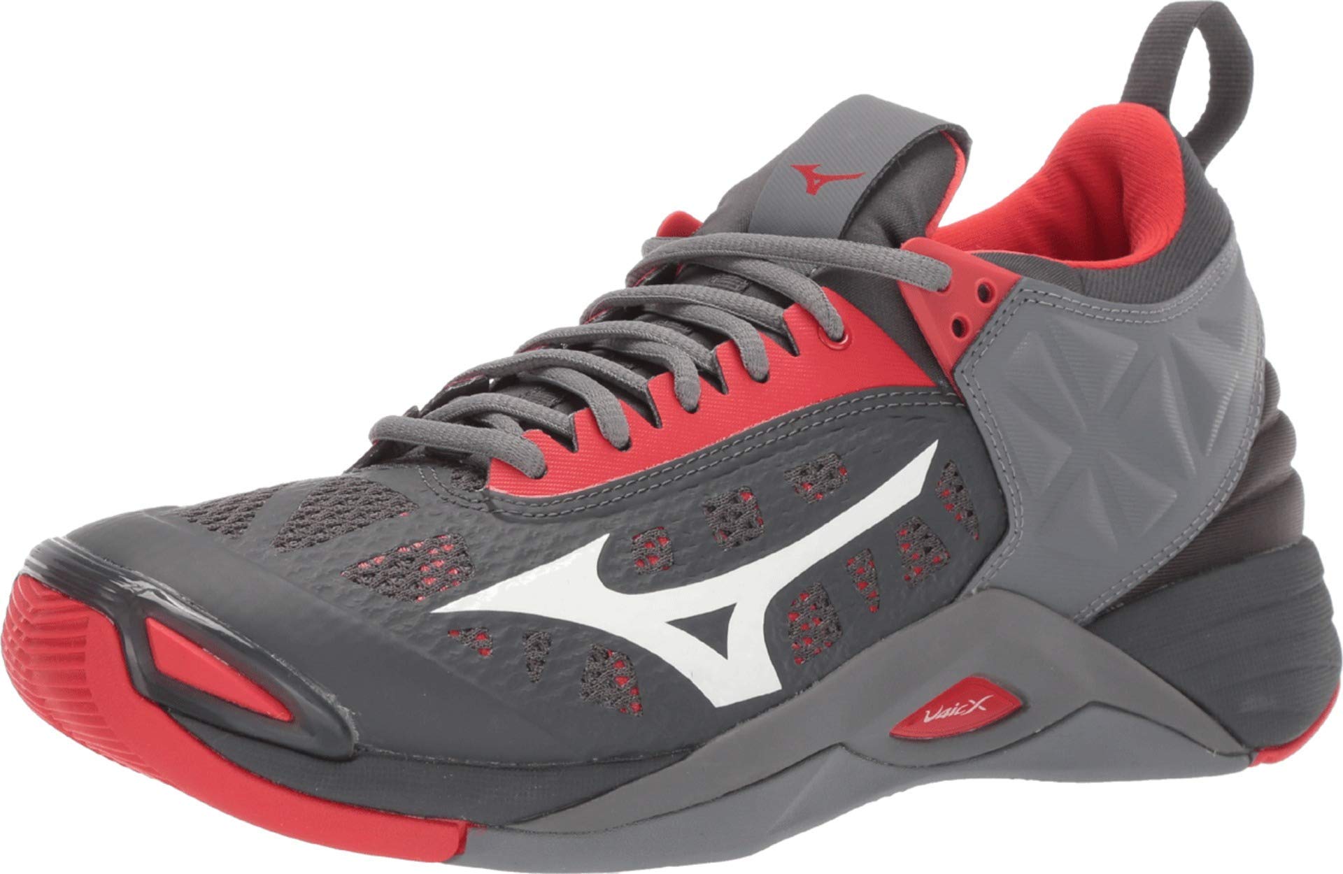Mizuno Men's Wave Momentum Volleyball Shoe, high risk red-grey, 15 D US