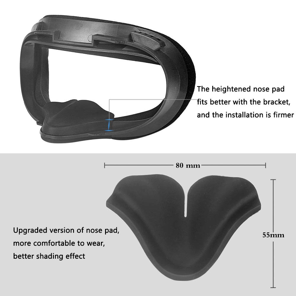 pordsioc Upgrade Facial Interface Bracket & Protein Leather Foam Face Cover Pad & Lens Cover Silicone Anti-Leakage Nose Pad for Oculus Quest 2 Accessories Set 4 in 1
