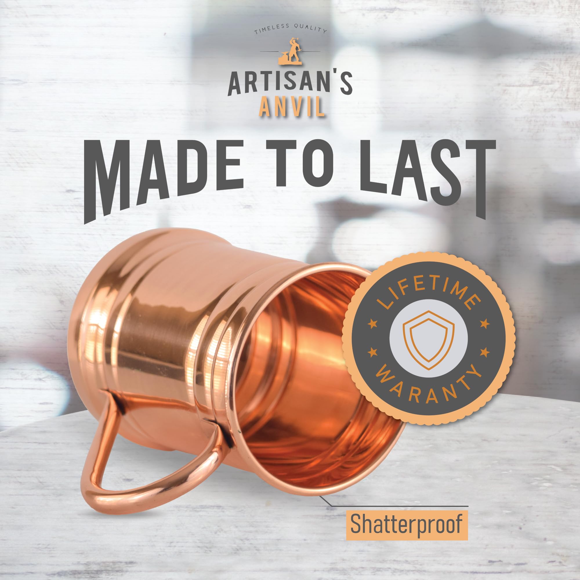 PURE COPPER BEER MUG β Unique Tankard Look - Handmade 100% Pure Copper Beer Stein - Solid Copper,No Lining - Polished Copper Inside & Out - 18 oz β Ice Cold Beer, Moscow Mules, & Recipes E-book