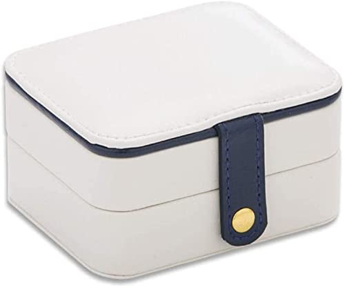 ZZYINH AN207 Korean Style Fresh Simple Girl Earrings Plate Jewelry Box Organizer Leather Earrings Ring Multi-Function Jewelry Storage Box Small Jewelry (Color : White)