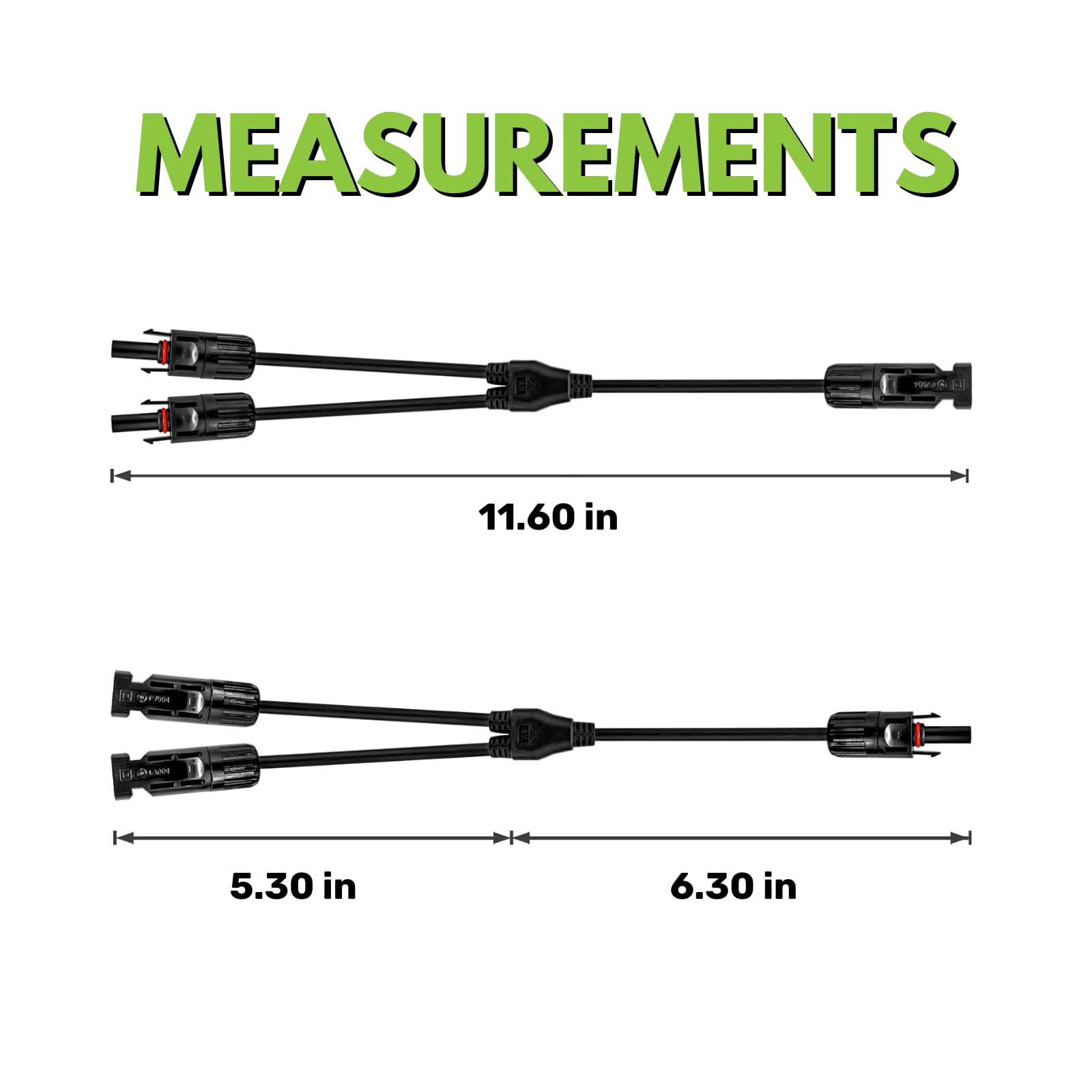 NuEnergy The Original Solar Connector Y Branch 1 to 2 Parallel Adapter Cable Wire Plug Tool Kit for Solar Panel (M/FF and F/MM)