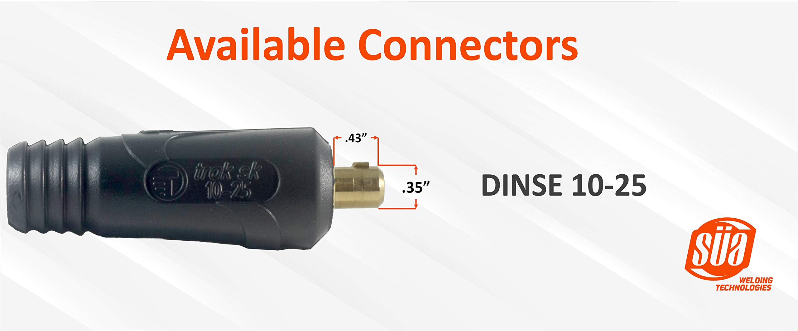 SÜA® - 150 Amp Welding Lead Extension - Dinse 10-25 Male/Female Connectors - #4 AWG cable (25 FEET)