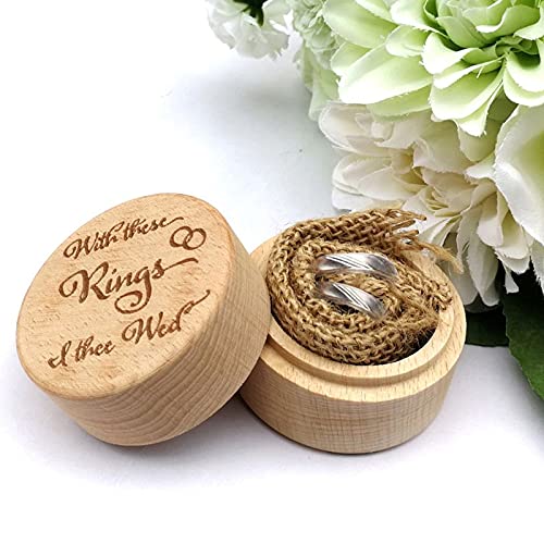 ZZYINH AN207 Personalized Engraving Rustic Wedding Wooden Ring Box Jewelry Trinket Storage Container Holder Custom with These Rings Small Jewelry