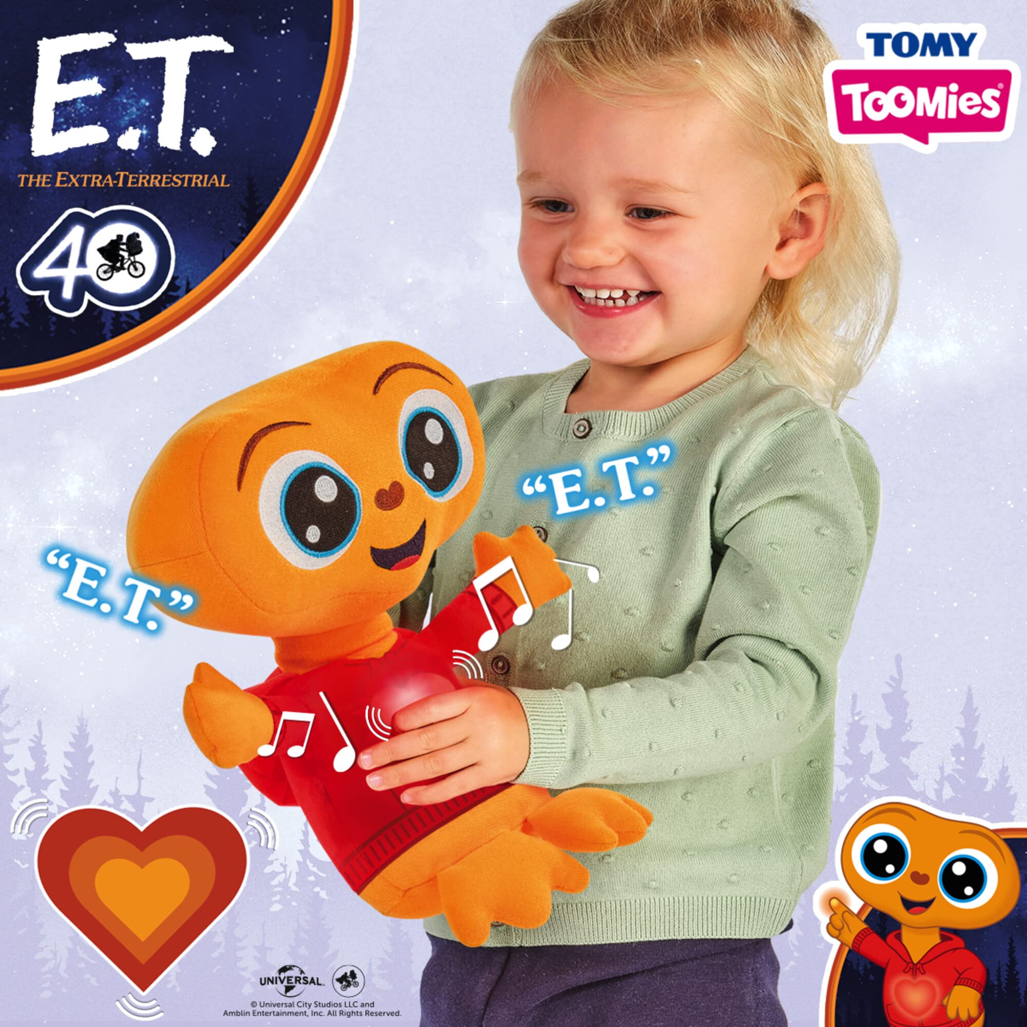 Toomies E.T. The Extra-Terrestrial My Best Friend E.T. β 40th Anniversary Edition β Interactive Light Up Plush Toys with Soothing Heartbeat Sounds and Nine Different Phrases and Music