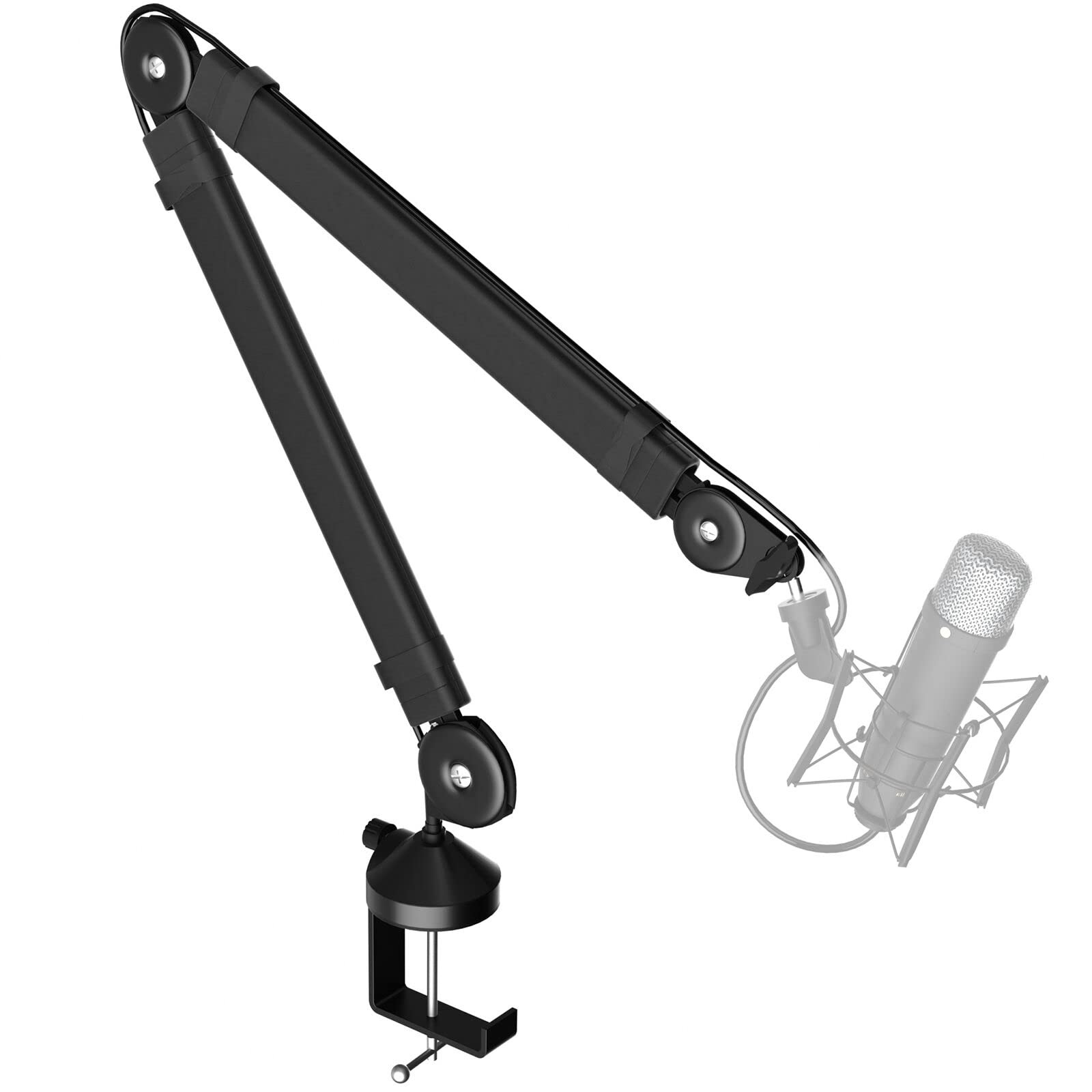 SIOWL Mic Arm - Studio Boom Arm Mic Stand with Premium Anti-Pinch Covers, Universal Thread Adaptors, Super Far and High Reach - Fully Adjustable for Podcasts, Streaming, Gaming, Recording, Home Office