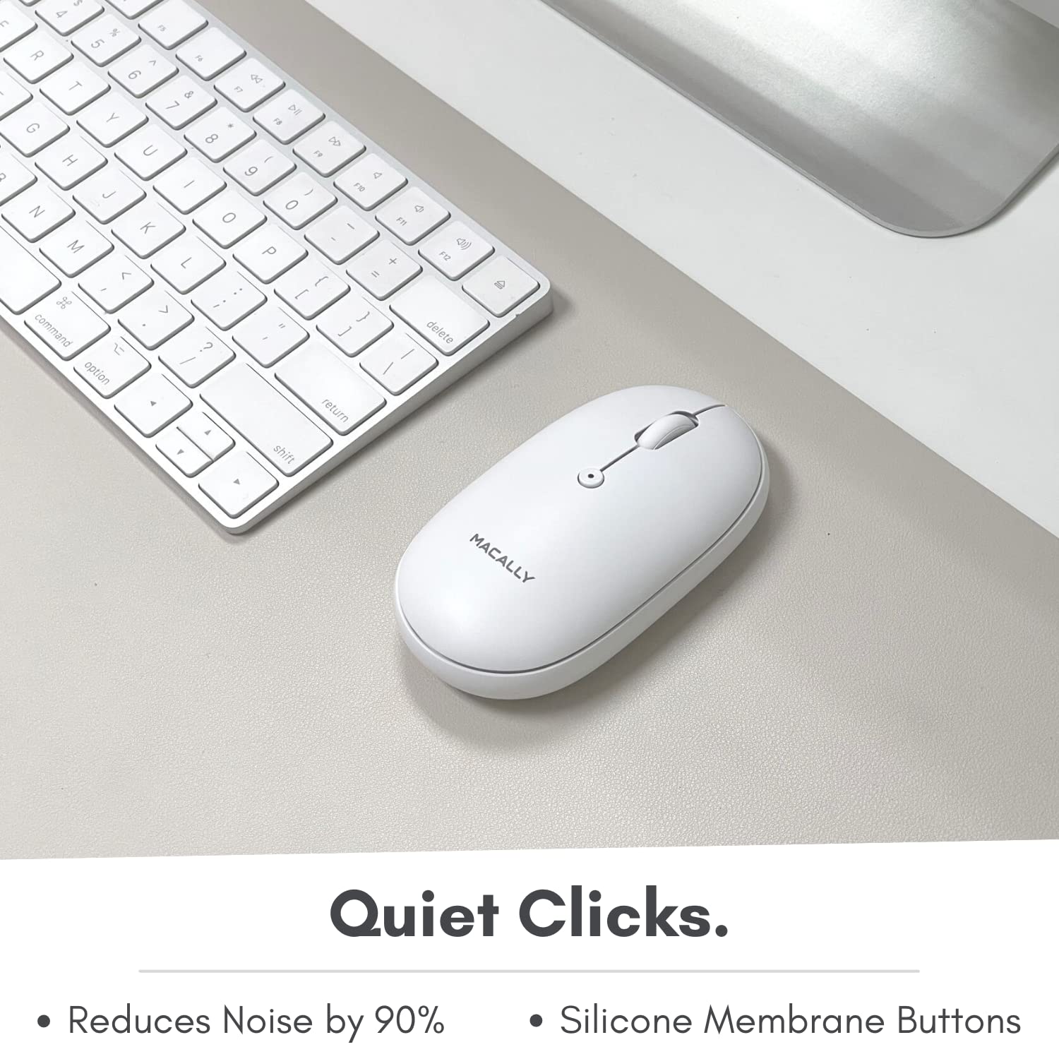 Macally Wireless Bluetooth Mouse - Strong Connection - Quiet, Comfortable, Rechargeable Mouse for MacBook Air/Pro, Mac, iMac, Apple iPad - Wireless Mouse for Laptop, Windows PC Desktop