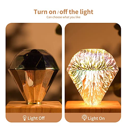 Porseme 3D Fireworks Decorative Light Bulb, E26 Base, 4W, AC100-240V, Glass Bulbs with Soft Warm Light, Shiny Decor for Home, Bedroom, Party (Included 1-Pack Diamond Bulbs)