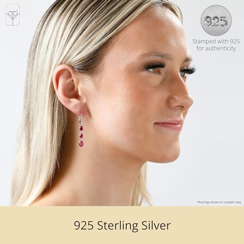 MAX + STONE 925 Sterling Silver Created Opal Oval Dangle Earrings for Women with Leverbacks and 1.5 inch October Birthstones