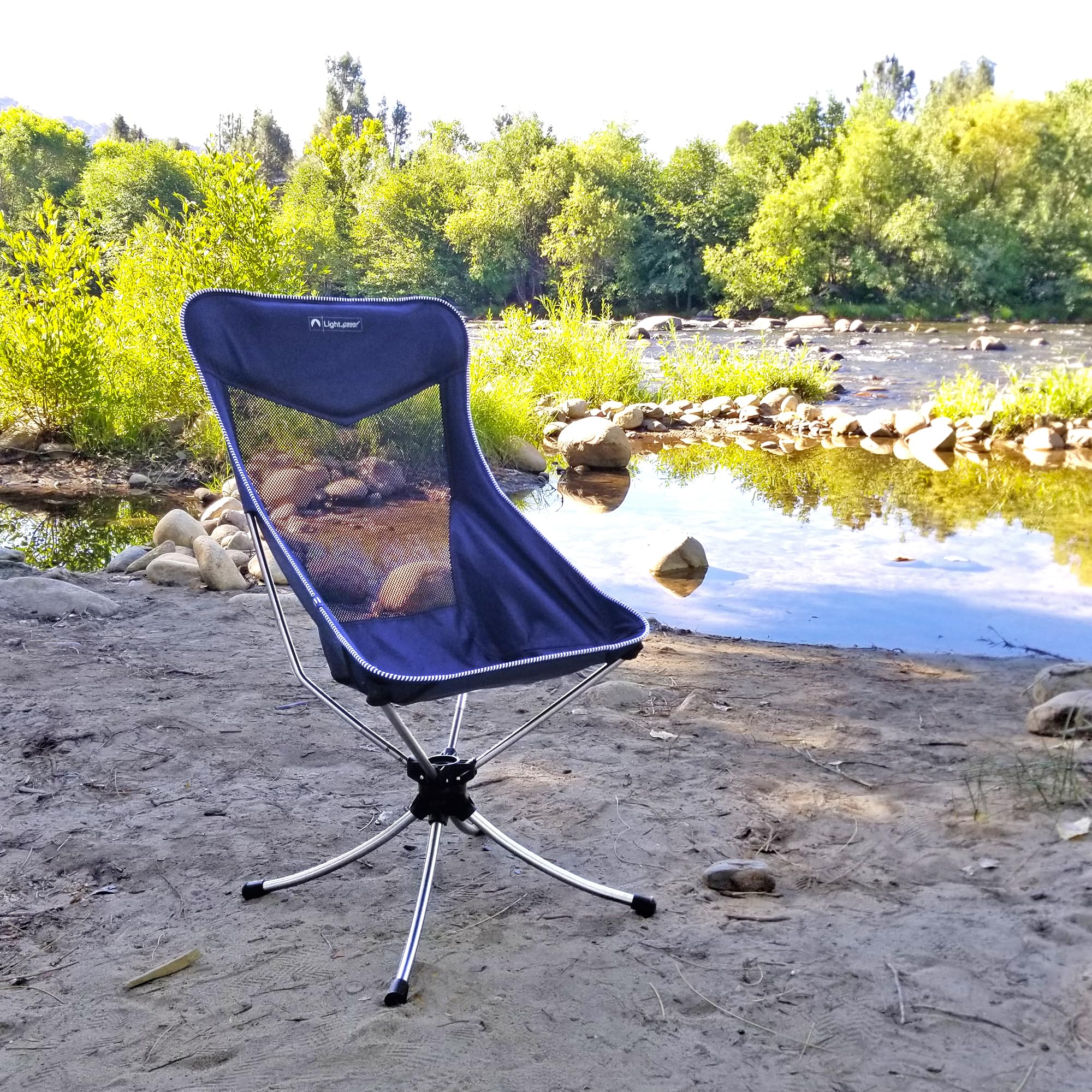 Lightspeed Outdoors Tall Swivel Camp Chair, Outdoor Seating, Blue