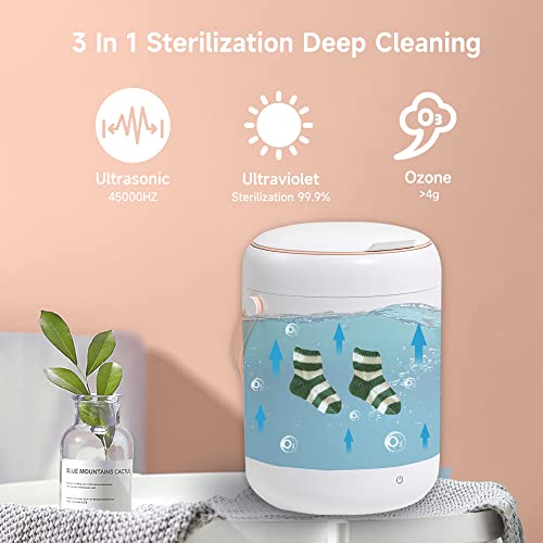 MEHIDFY Portable Washing Machine, 3L/100oz Ozone & Blue Light Deep Clean Washer Machine, Smart Timer Control Countertop Washer, Mini Clothes Washer for Underwear, Socks, Baby Clothes (White2)