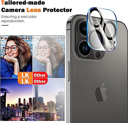 LK 3 Pack for iPhone 13 Pro Max Screen Protector with 2 Pack Camera Lens Protector, HD Clear, 9H Tempered Glass 13 Pro Max [Install Tray Included] Anti-Scratch, Case Friendly