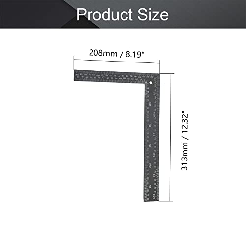Utoolmart Right Angle Ruler, 200mm × 300mm Carbon Steel L Shape Ruler, 90 Degree Square Tool, Framing Tools for Carpenters, Black