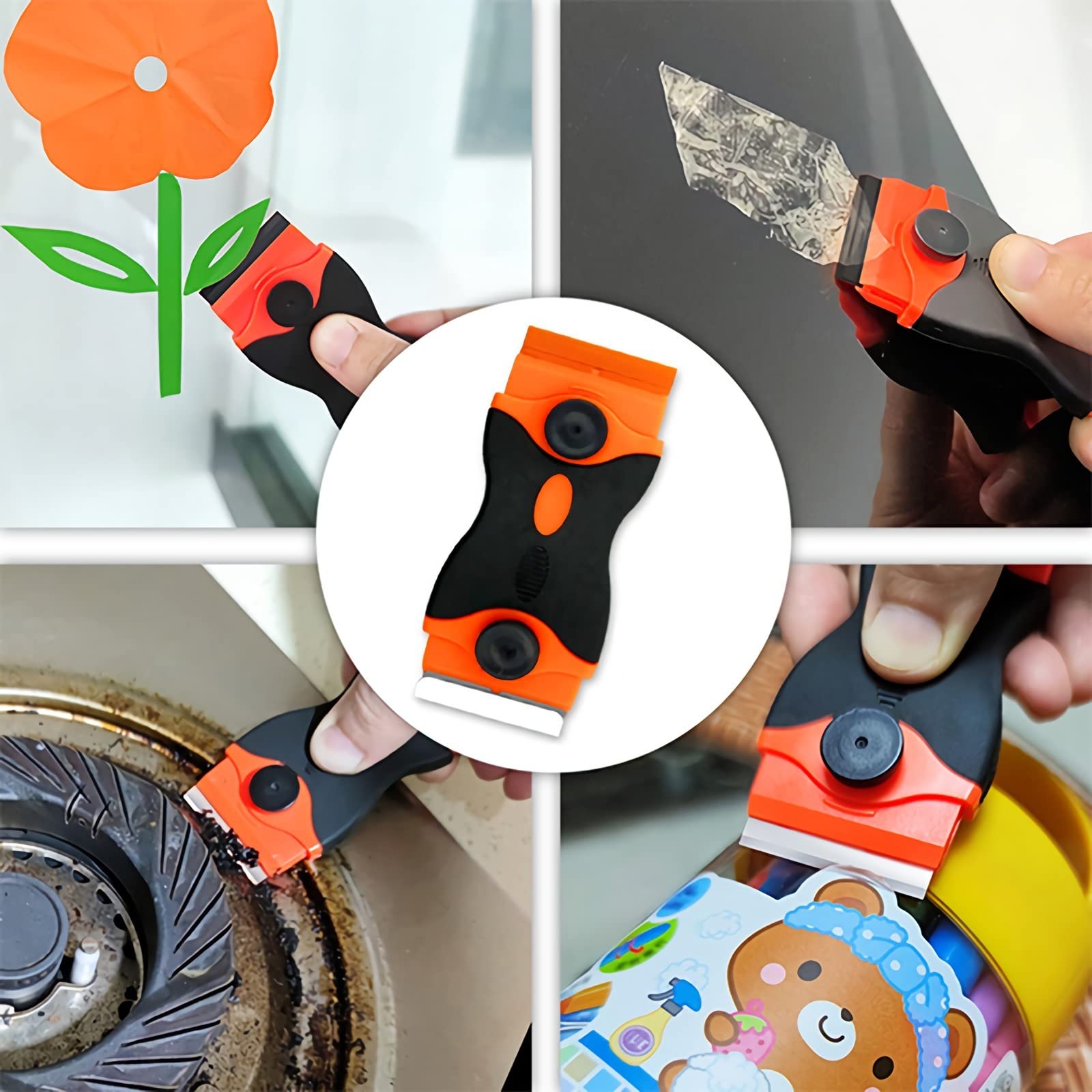 Razor Blade Scraper, Double Edged Razor Blade Scraper Tool with 20 Pcs Razor Blades, Glass Paint Remover Cleaning Scraper for Window, Decals, Tint, Stickers, Labels, Caulk, Adhesive, Glass Stove Top