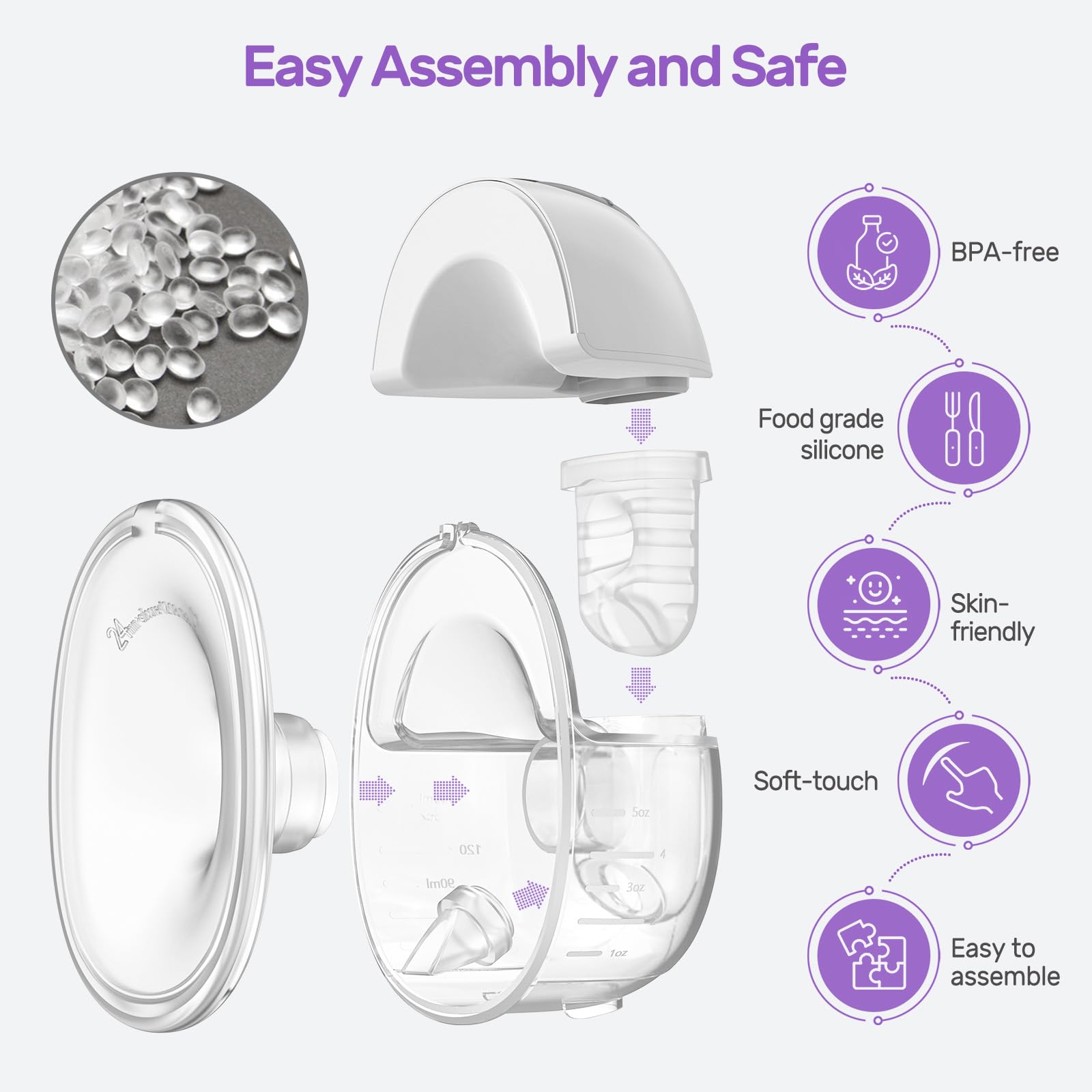 Nuliie Hands-Free Breast Pump S32, Electric Wearable Breast Pumps 4 Modes 9 Levels, More Private, 24MM Comfortable Flange, Memory Function, Replaced Accessories Included (2 Packs, White)