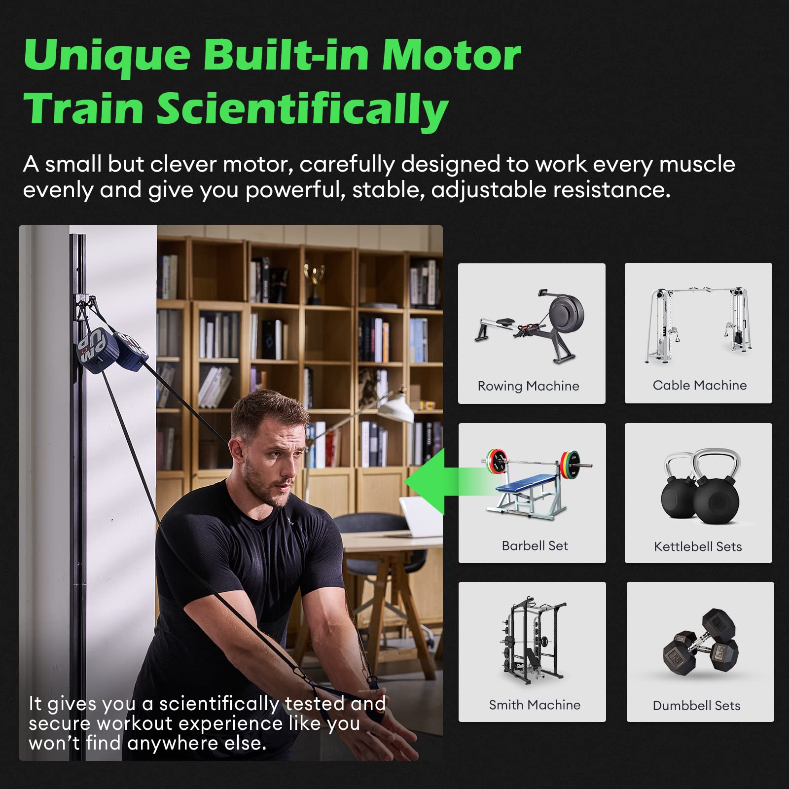 UNITREE Pump Pro Motor Powed Smart Pocket Gym System, 4.4-44lbs Resistance,Eccentric and Concentric Available, Arcade Style Games, One for All Training Demands, App Assist (Abyss Blue)
