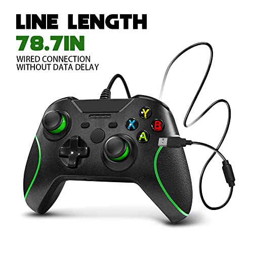 SAMINRA Replacement for Xbox One Wired Controller, Black USB Gamepad Joystick Controller for PC Windows 10 with 3.5mm Audio Jack