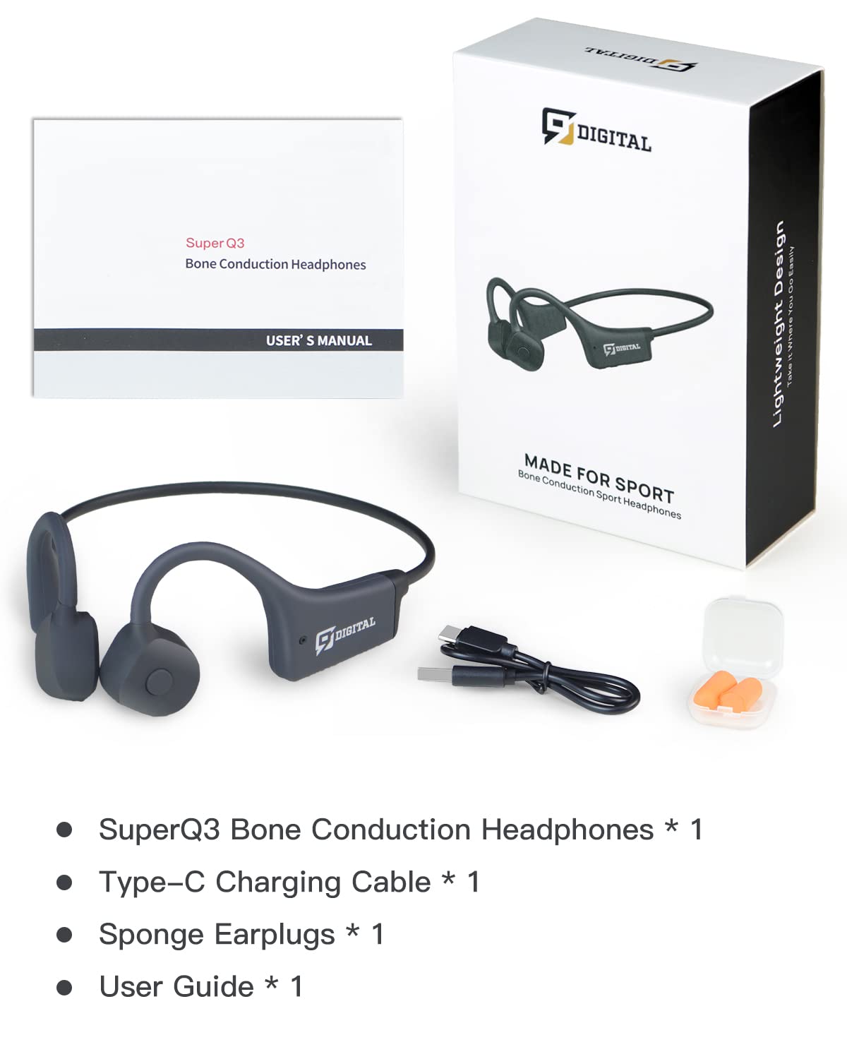 Znfrt Bone Conduction Bluetooth Headphones with Mic,Wireless Open Ear Headphones,IP67 Waterproof Sport Earphones,Sweatproof Headset for Running,Workouts,Cycling & Gym