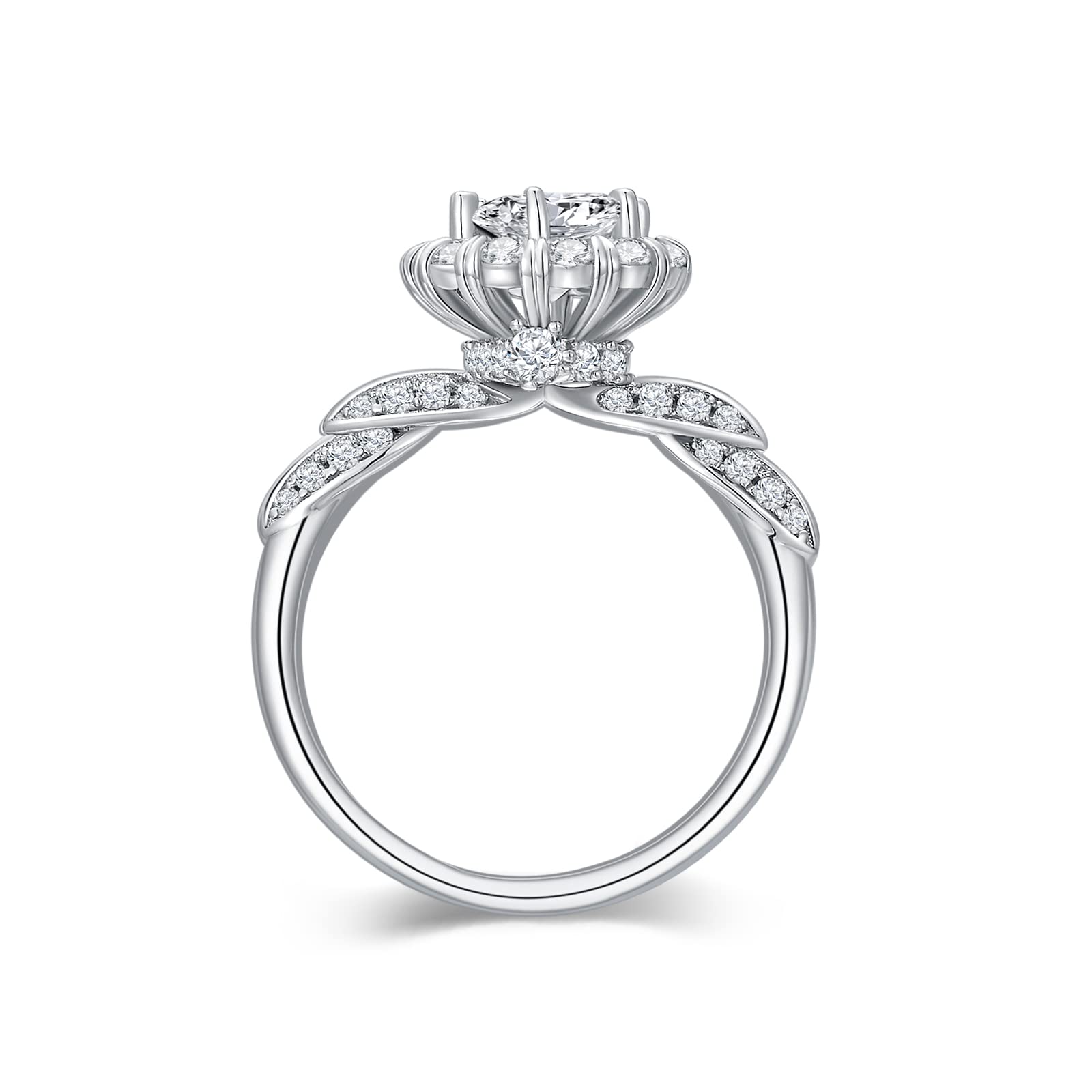 Molioaki 1.25 Carat (ctw) moissanite engagement rings for women Platinum Plated Silver moissanite rings- 9.5