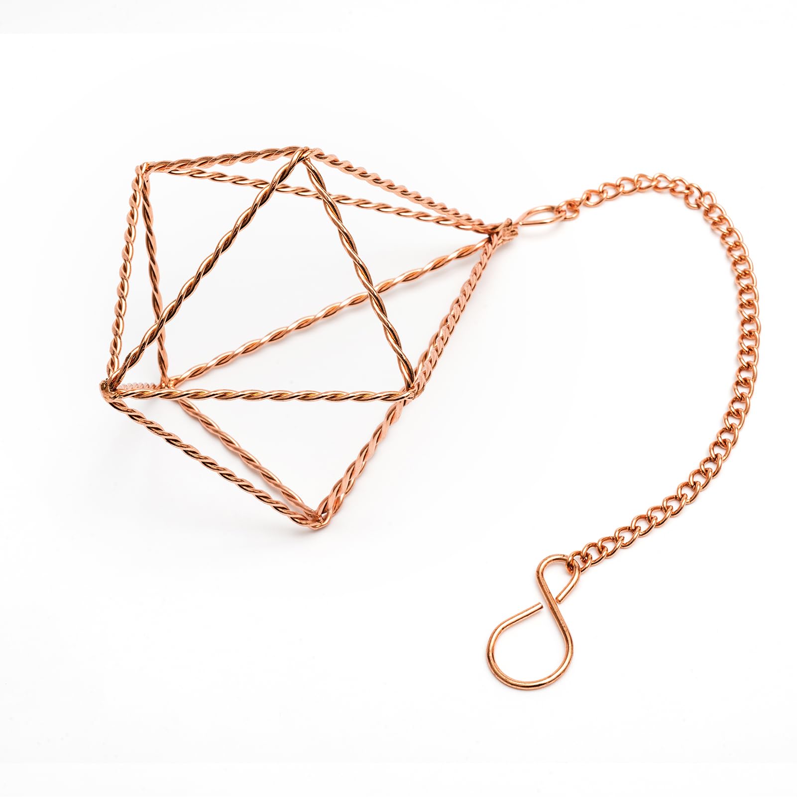 libproqia 5 Pcs Hanging Geometric Air Plants Holders Twisted Metal Airplant Hangers Small Diamond Shape Tillandsia Planter Display with Chains Himmeli Decor for Home and Office,Rose Gold