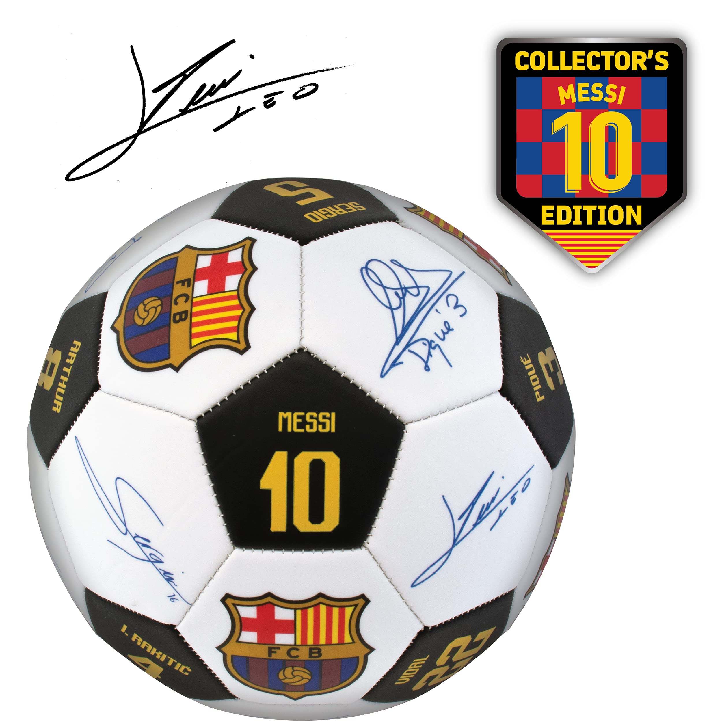 Maccabi Official FC Barcelona Soccer Ball with Player Signatures and Player Numbers, Size 5